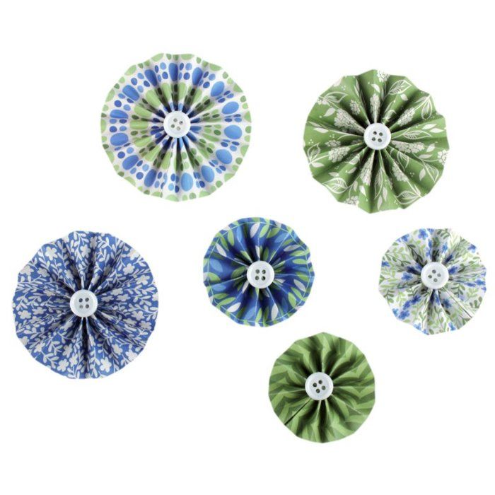MégaCréa DIY - Rosaces en papier fantaisie 4 à 6 cm bleu vert 6 pièces ...