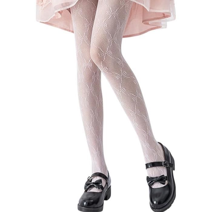 Collants - Femme - Dentelle Rétro - Transparent - Léger - Élégant Blanc ...