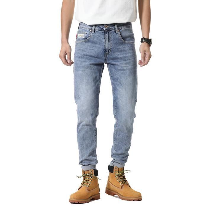 Jean Skinny Homme 5 poches Coton Regular Fit Délavé Effet Blanchi ...