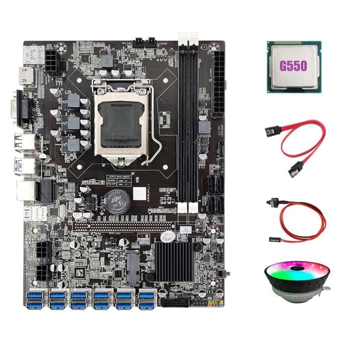 Carte MèRe MinièRe B75 ETH 12 PCIE Vers USB3.0 + Processeur G550 + Câble de Commutation + Câble ...