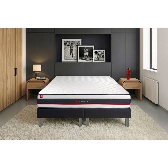 Ensemble double sommier 100x200 + matelas FORM 200x200 - Cdiscount Maison