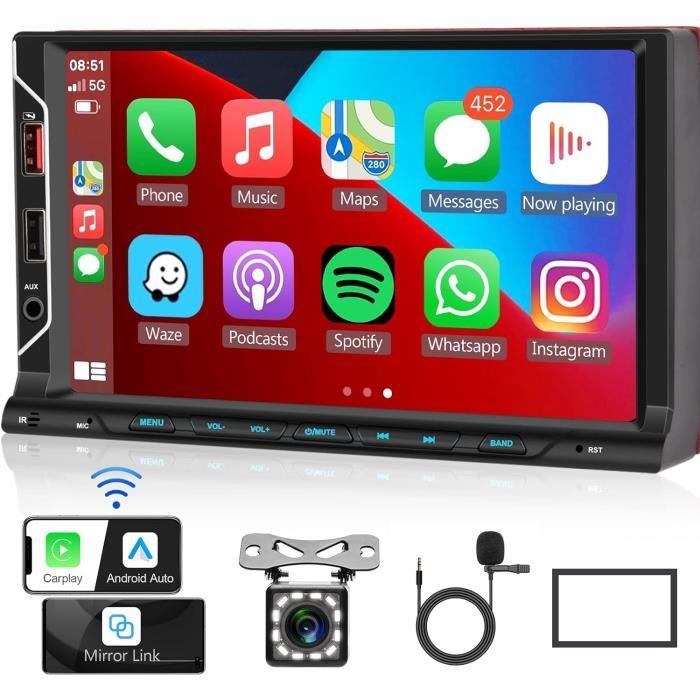 Autoradio Double Din Avec Carplay Sans Fil, Android Auto Sans Fil, Lien Miroir, 7 Pouces Écran ...