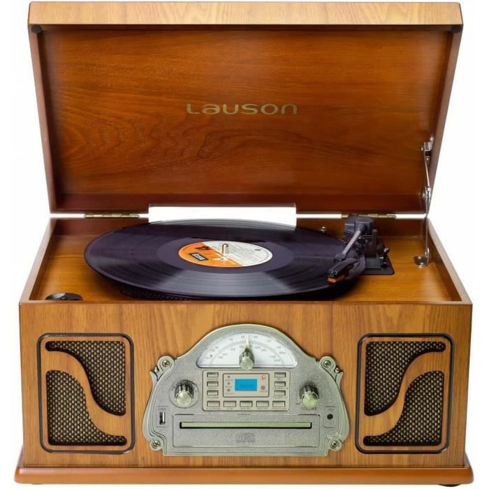 IVX22 Tourne-Disque Classique FR Bois CD Radio Enregistrement Numérique ...