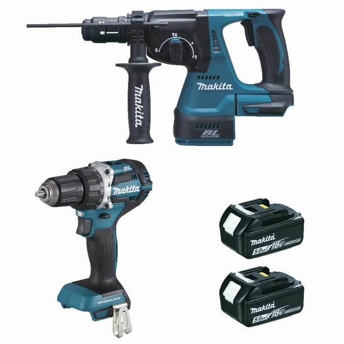 Ensemble de 2 machines 18 V Li-Ion 5 Ah MAKITA Perceuse DDF484 + Perfo ...