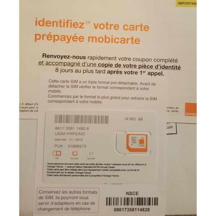 Carte Sim ORANGE - Cdiscount Téléphonie