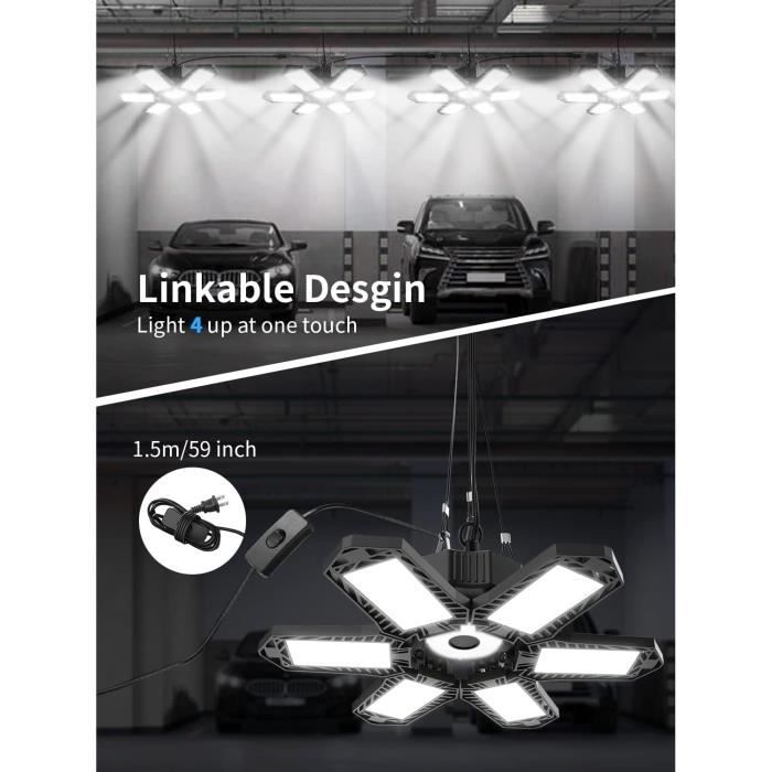 Eclairage Led Garage Avec Prise, 2 Pack De 200W Linkable Shop Lights ...