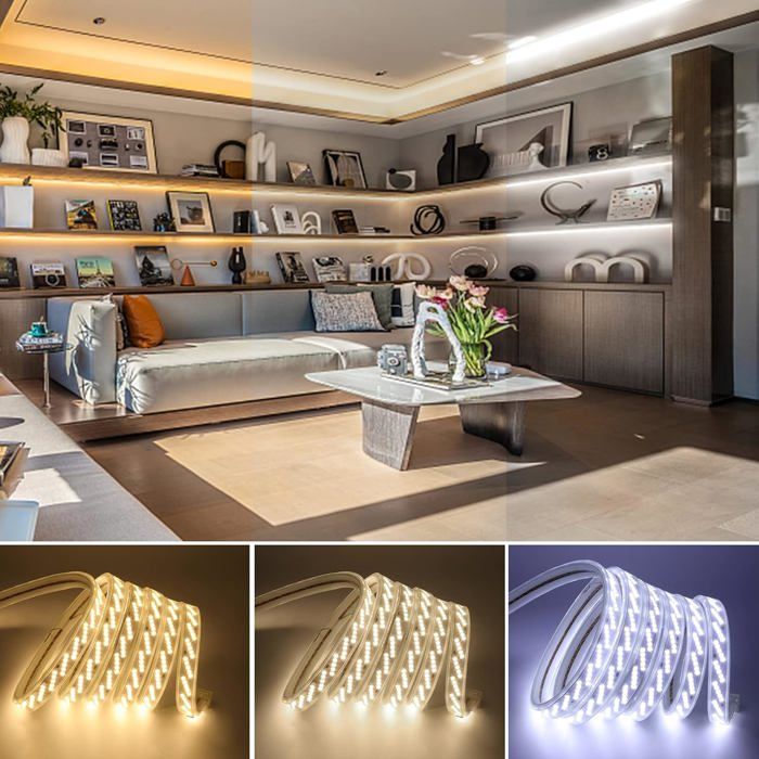 Ruban LED 20m,320 Leds/m Lumineux Bandeau LED,220V AC 2835 IP68 étanche ...