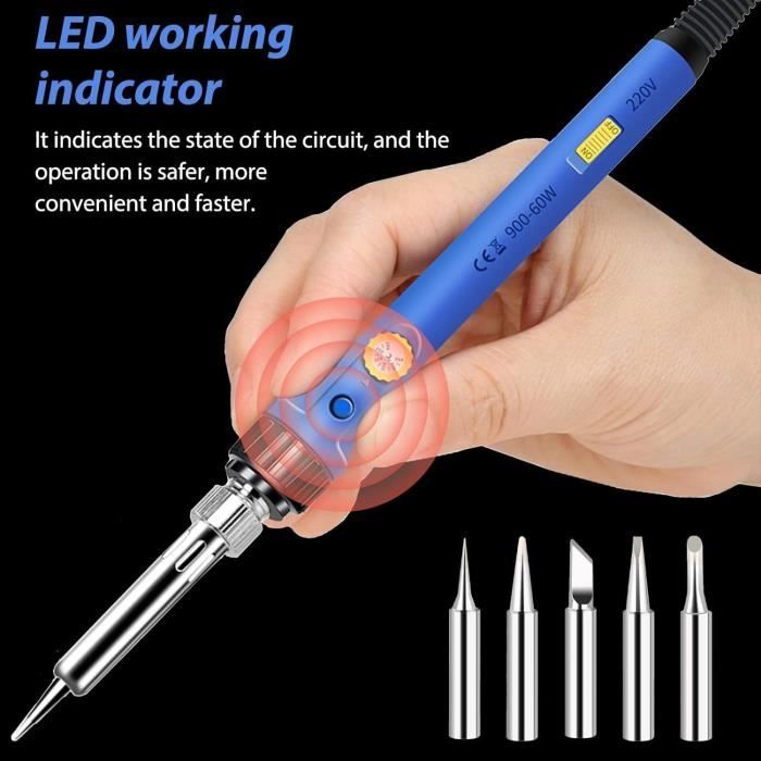 Kit De Fer À Souder 220 ℃ ~ 450 ℃ Fer A Souder Etain Kit Soudure Température Réglable 60w Mini ...