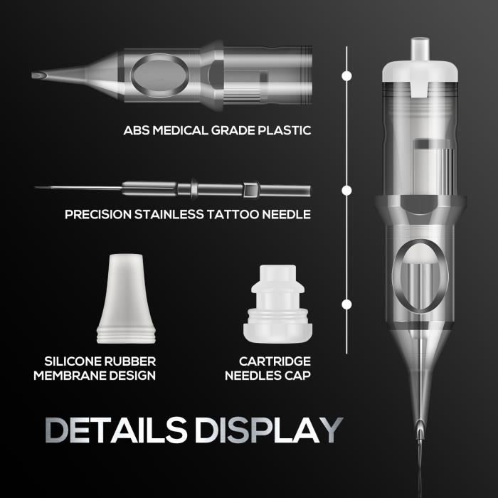 TATOOINE 60pcs Cartouche de Tatouage Set Aiguilles Mélangées Cartouches ...