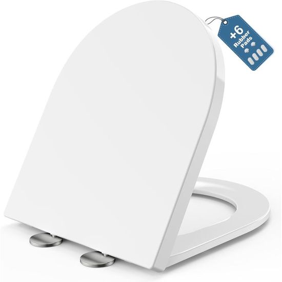 MEEJEE Abattant WC D-Forme 460x365 mm, Lunette de Toilette avec Frein ...