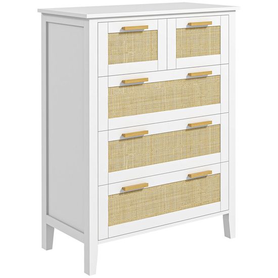HOMCOM - Commode - MDF - 77x37x104cm - Blanc - Cdiscount Maison