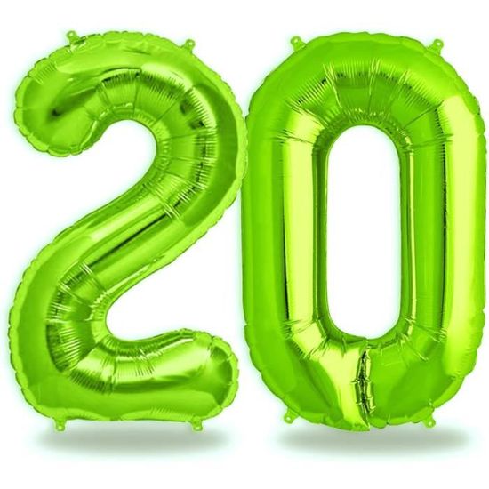 ® Ballon Géant Numéro 20 Vert - Ballon Decoration Anniversaire 20 Ans ...