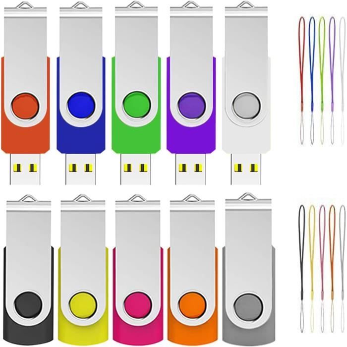 Cle USB 32 Go, Lot de 10 Clé USB 2.0 Pendrive Clef USB 32Go Pivotant Stockage Disque avec 10 ...