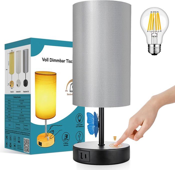 Lampe de Chevet Tactile 6W E27 Lampes de Table 3 Intensit Gradation avec USB CA Ports ...