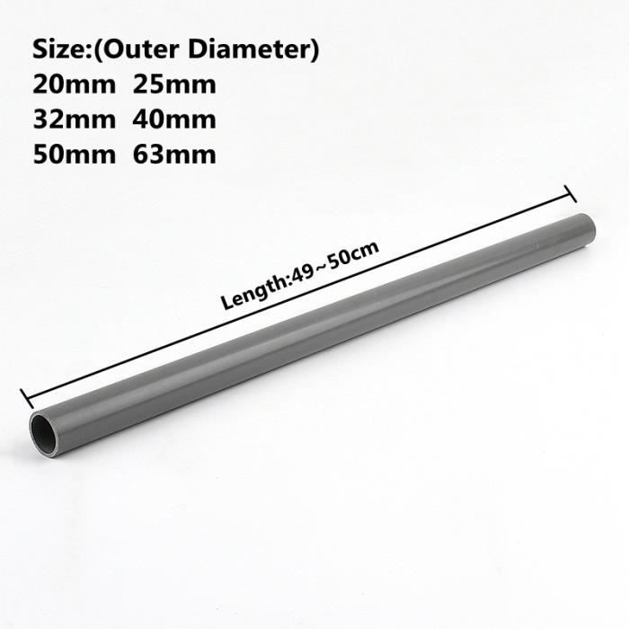50 mm (1 pièce)-Tuyau en PVC gris avec coude à 90 °, connecteurs directs, débordement'aquarium ...