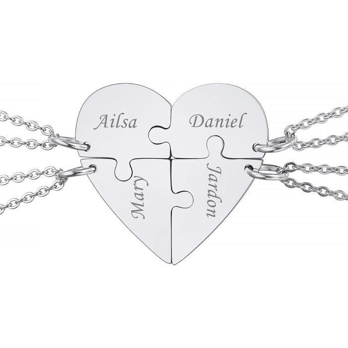 Collier Pendentif Coeur Personnalisé Jigsaw Puzzle Nom Personnalisé ...