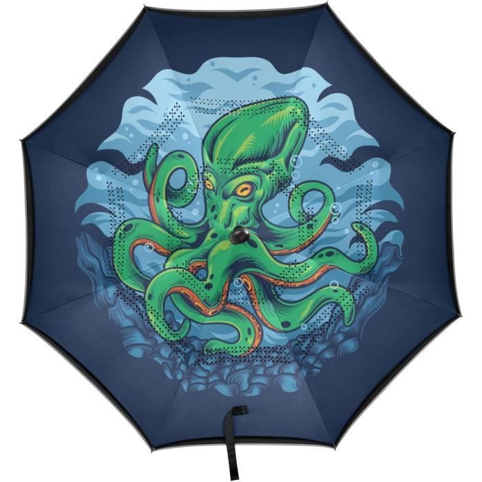 Roi De Dessin Animé Vert Bleu Parapluie Inversé, Anti-Uv Double Couche ...
