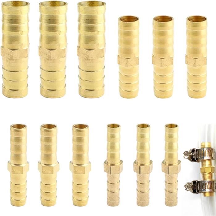 Raccords de Tuyauterie en Laiton,12 Pièces Laiton Raccord de Tuyau Raccord, Adaptateur de Tuyau ...