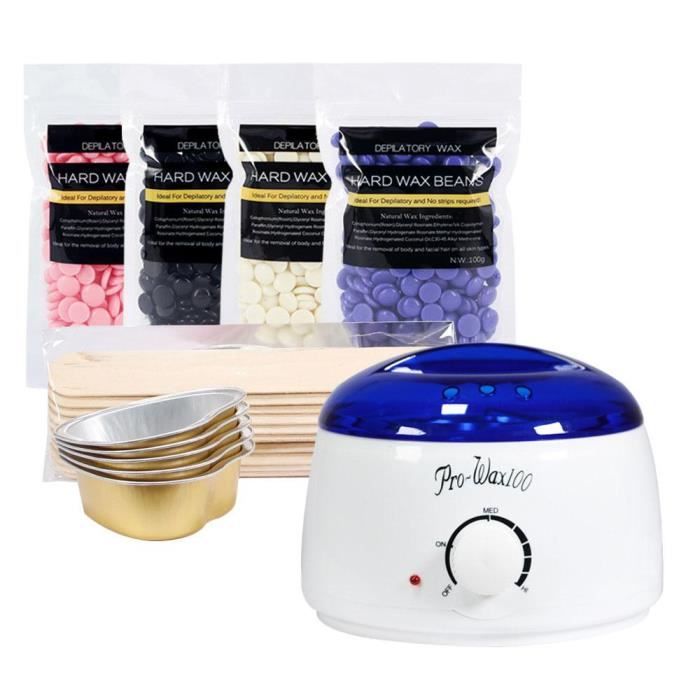 Kit Machine à Cire d’épilation avec 4 paquets de fèves de cire + 10 ...
