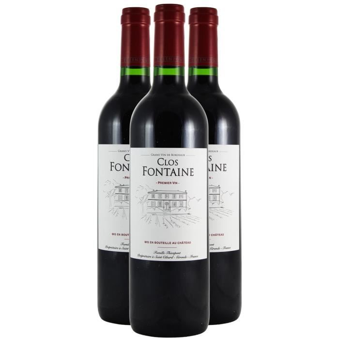 Château Clos Fontaine Rouge 2019 - Lot de 3x75cl - Vin Rouge de ...