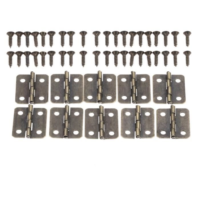 Bronze antique - 10 ensembles de charnières avec filet de vis argent ...