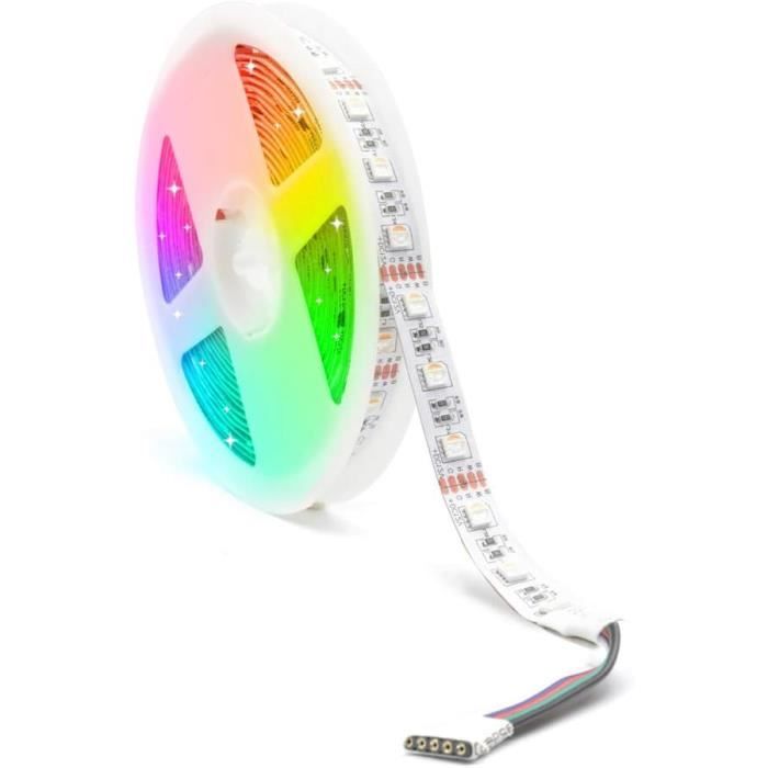 12V Ruban Led Flexible 5M 5050Smd Rgb+Blanc Chaud Bande Lumineuse Bande Rgbww Ip20 Interieur ...