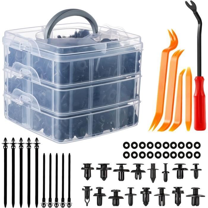 Clips Voiture, 655 Pcs Rivet Clips Plastique Fixation Noir Universel ...