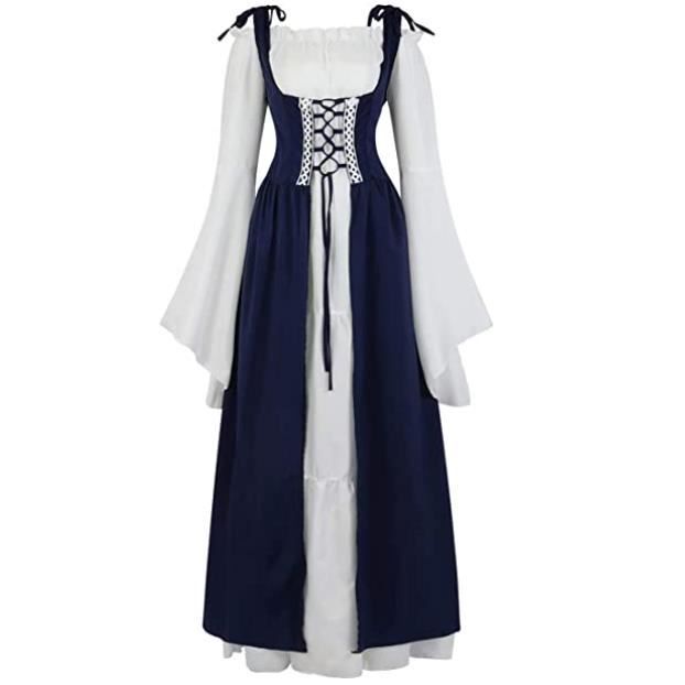 Robe médiévale Renaissance bleue - Déguisement Halloween gothique ...
