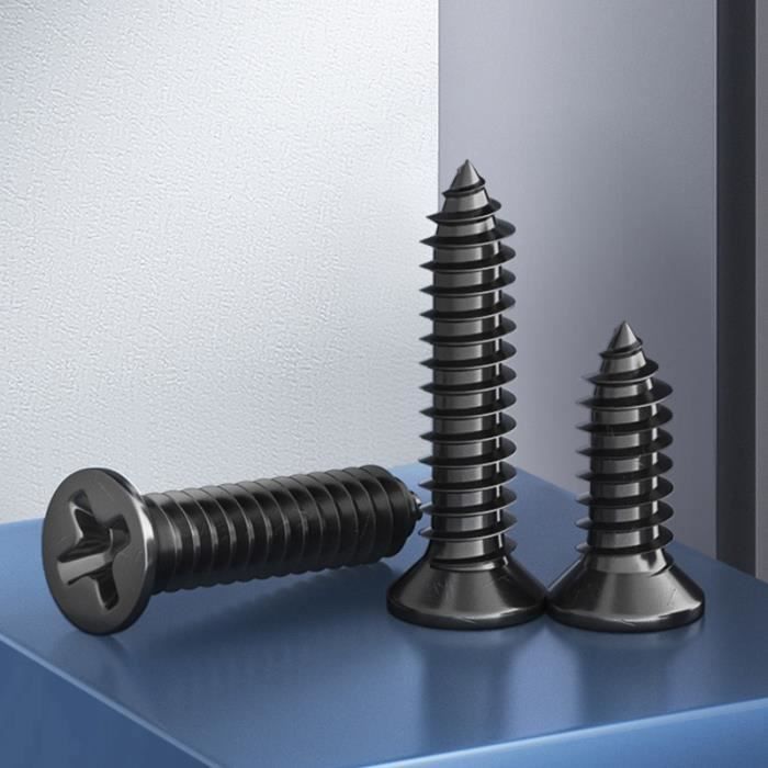 Vis,Countersunk Head-M1(500 pcs)-3mm--Vis à tête fraisée en croix noire ...