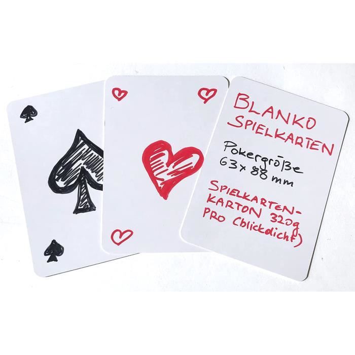 Cartes à jouer blanches vierges - Cartes à jouer (320 grammes) - Taille ...