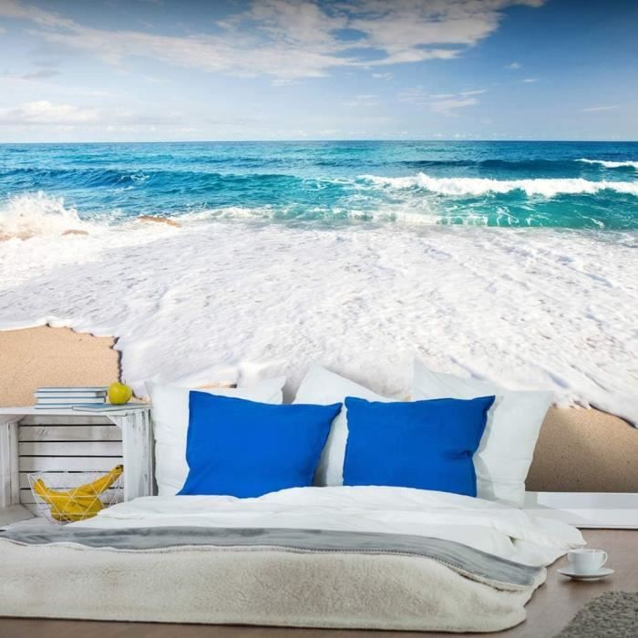 Papier Peint Intissé Plage Mer 250X175 Cm - Panoramique Image Xxl ...