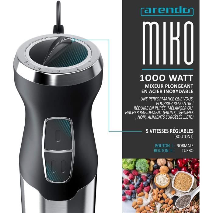 Mixeur À Main Immersion À 4 Lames En Inox De 1000 W, Vitesses Réglables ...
