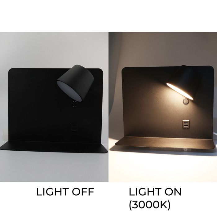 Applique murale SION 6W orientable avec ports USB-A & USB-C, Noir, LED ...