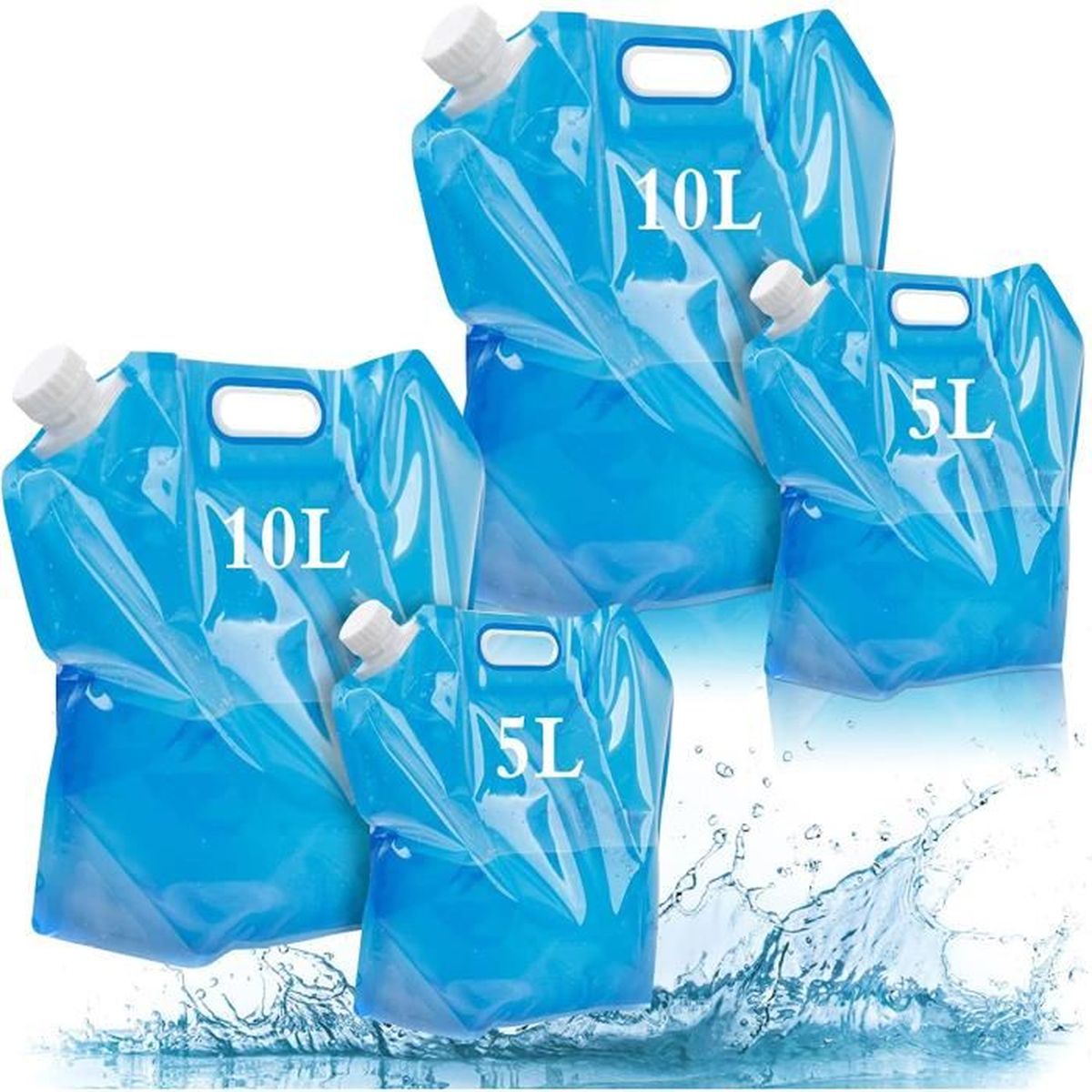 Conteneur d'eau pliable 5L & 10L Sac d'eau pliable sans BPA Sac d'eau réutilisable Réservoir d ...