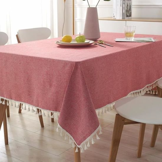 Nappe Salon Table Basse, Coton Lin Couleur Unie Nappe Anti-Tâche ...