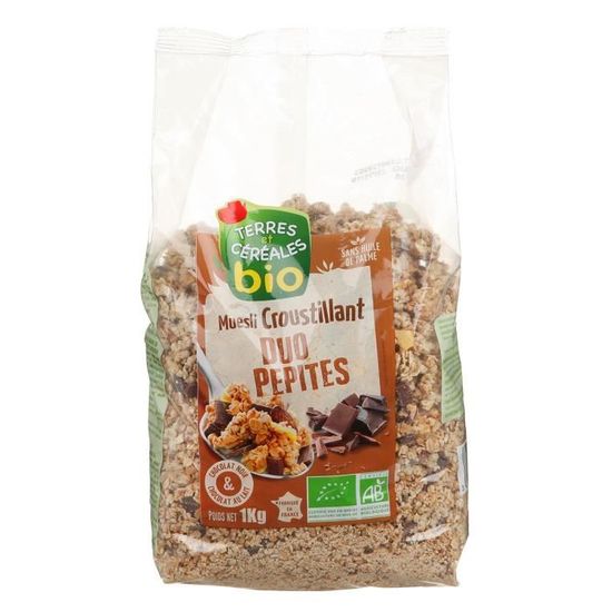 Muesli croustillant duo pépites bio - 1 kg - Cdiscount Au quotidien