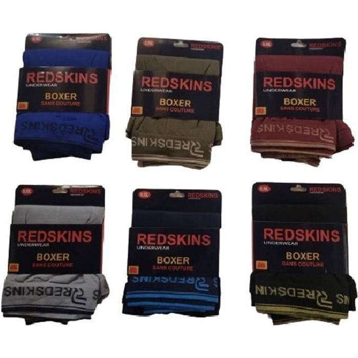 REDSKINS lot de 6 Boxer Homme Sans Couture Multicolore - Cdiscount Prêt ...
