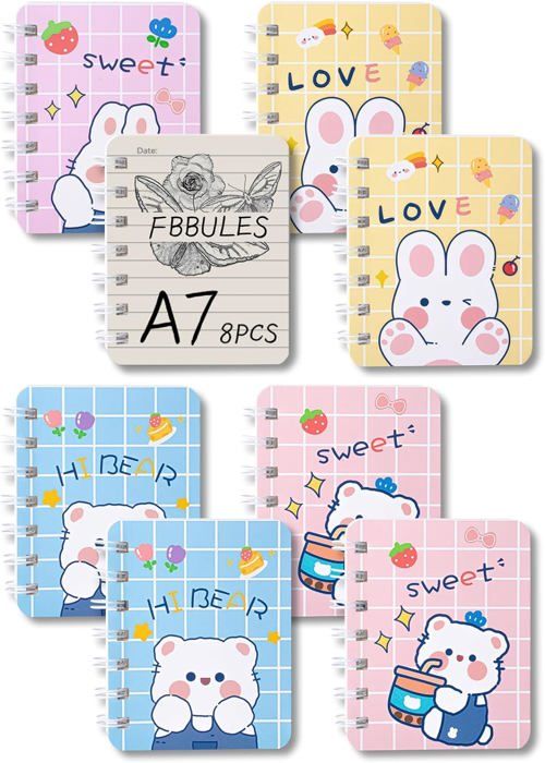 8 Pices Mini Cahiers Spirale A7 Petit Carnet De Notes De Poche Bloc ...