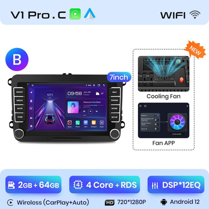 Junsun Android Auto Radio 2G + 64GB pour Volkswagen Passat B6 B7 T5 Tiguan Touran GOLF POLO ...