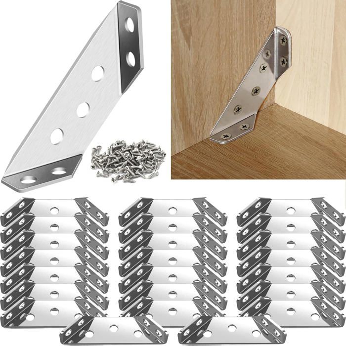 Équerre de Fixation,24 pcs Equerre de Fixation triangulaire en acier ...