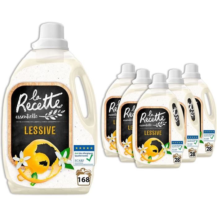 La Recette Lessive Liquide, Zestes D'Agrumes, 168 Lavages (1.26 L X 6 ...