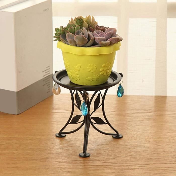 Pot Fleurs En Fer Forgé Support Pour En Métal Noir Rond Tabourets Décor ...