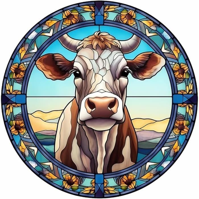 Diamond Painting Vitrail Kit Complet Broderie Diamant Animaux Vache ...