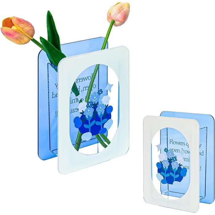 Vase Livre Transparent, Bleu Vase À Fleurs En Acrylique Transparent ...