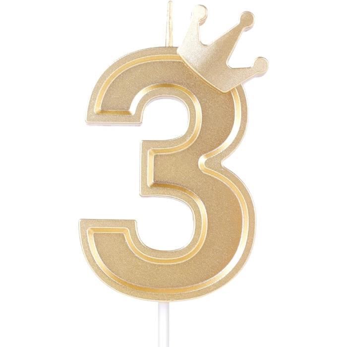 7,6Cm Bougie Numéro D'Anniversaire, 3D Bougies De Gâteau Avec Couronne ...