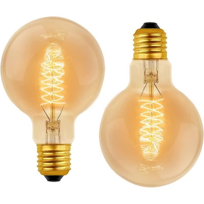 NXYX-Ampoule Vintage Globe G80 E27 Dimmable 60W Blanc Chaud 2700K, 600lm, Ampoules de Décoration ...
