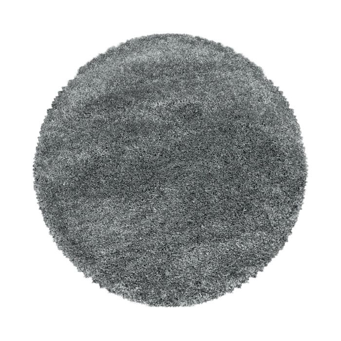 Carpetsale24 Tapis Shaggy unicolore Gris clair Tapis 80 cm Rond Tapis Salon Chambre Doux à Poils ...