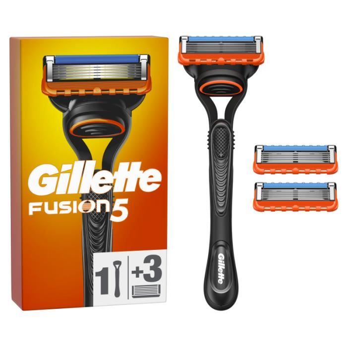 Rasoir Gillette Fusion5 - Homme - Lames multiples - Tête lavable - Noir ...