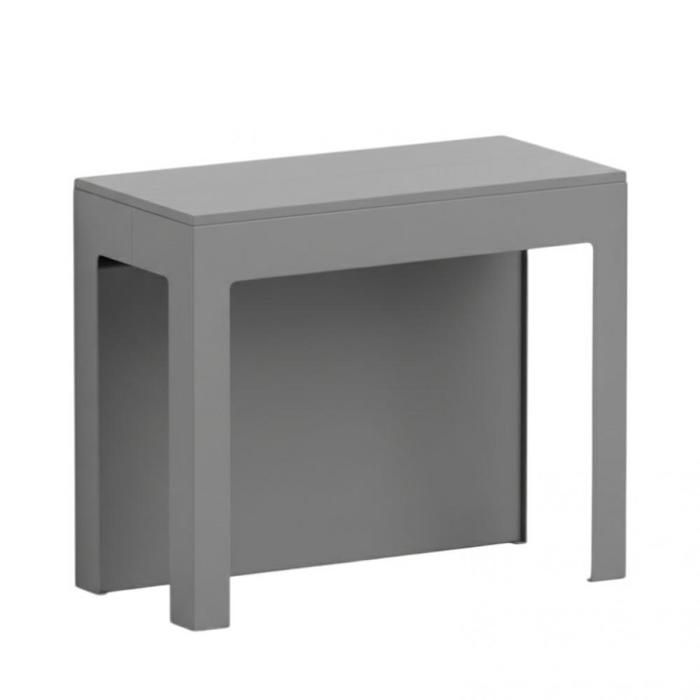 Table console extensible 12 couverts ULISSE gris ardoise pieds acier ...