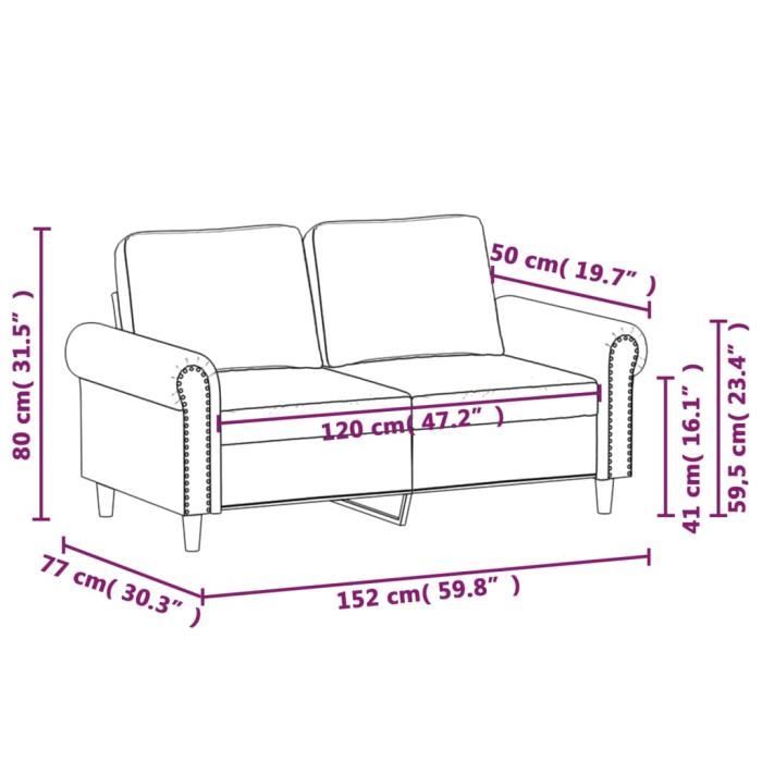 BEA Canapé à 2 places Crème 120 cm Similicuir - Shipenophy - ZYQ18544 ...